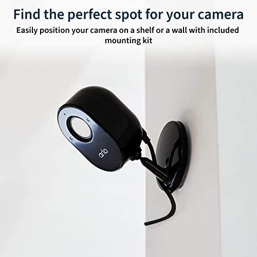 Arlo Essential Indoor Camera - 1080p Video with Privacy Shield, Plug-in, Night Vision, 2-Way Audio, Siren, Direct to WiFi No Hub Needed, Surveillance Security, Black - VMC2040B