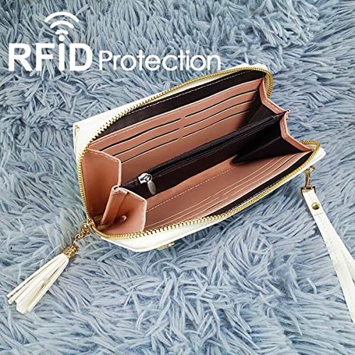 MODENCOOK Anti RFID Theft Large Capacity Crossbody Cell Phone Bag,Leather Wallet,Women Fashion Bag for 6.5 in Phone (Green)