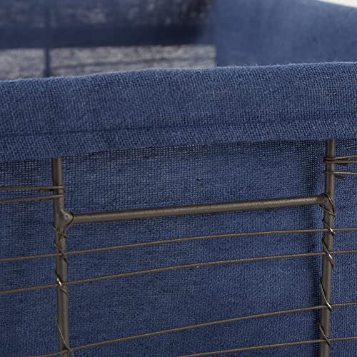 DII Farmhouse Chicken Wire Storage Baskets with Liner, Medium, Vintage French Blue, 11x7.88x7", 2 Piece