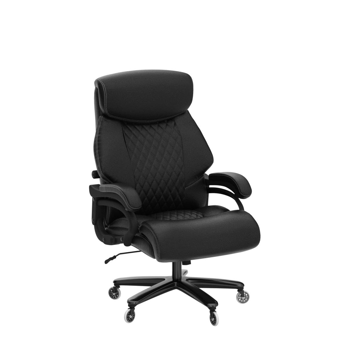 BOSMILLER Big and Tall Office Chair 500lbs for Heavy People with PU Wheels High Back Leather Executive Office Chair with Rocking Function