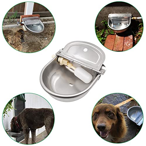 LIUCOGXI Automatic Dog Water Bowl Dispenser Stainless Steel Automatic Livestock Waterer Cattle Water Feeder Trough with Float Valve for Animal Cow Cattle Dog Horse Donkey