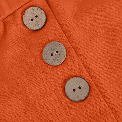 Crop Pants for Women Cotton Linen Pants Summer Casual High Waisted Button Capris Regular Fit Solid Lounge Cropped Pant