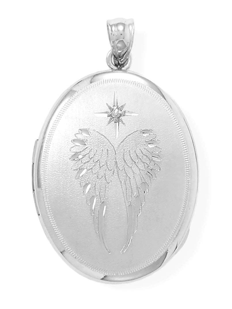 AzureBella Jewelry Oval Keepsake Locket Photo and Memory Keeper Sterling Silver and Diamond Accent