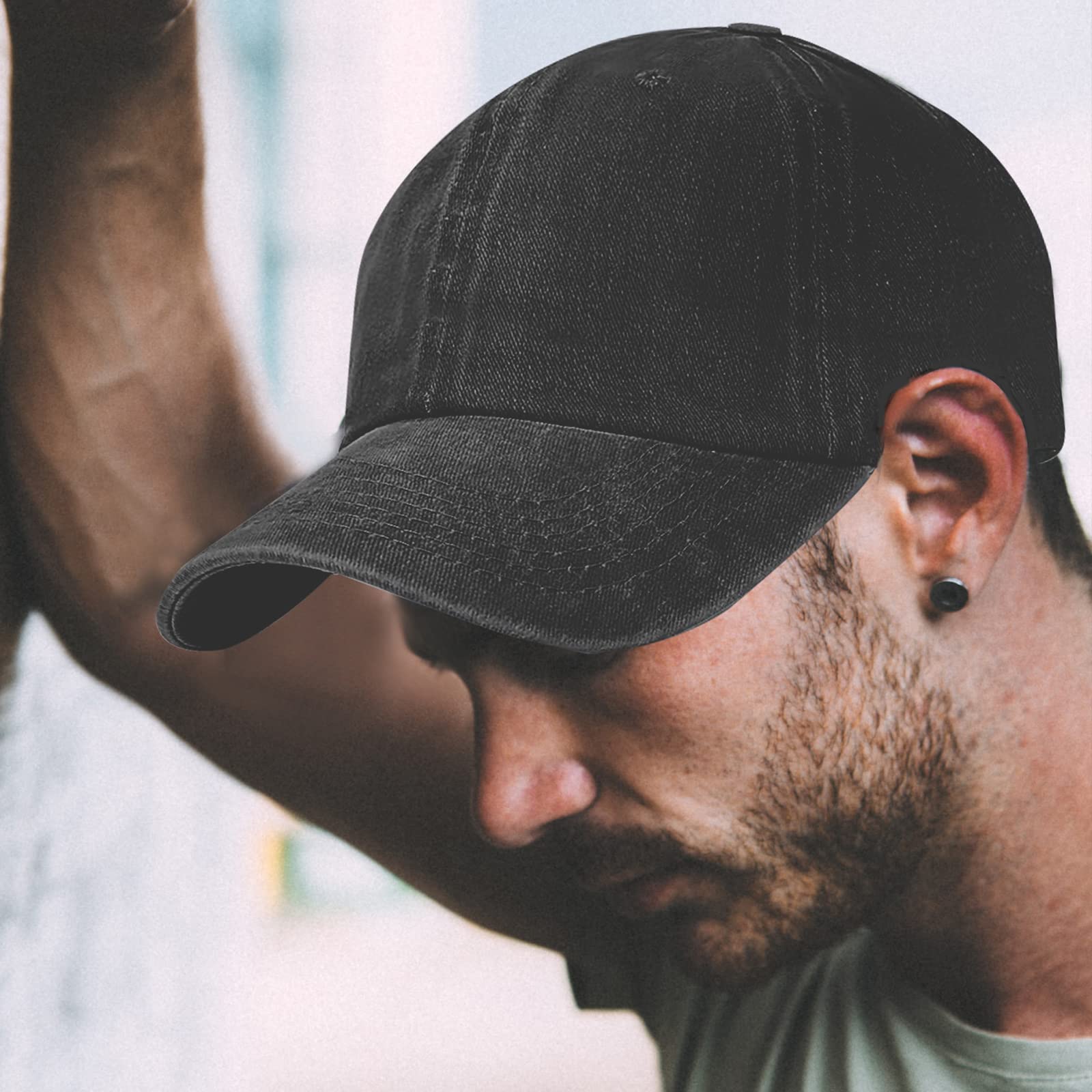 Baseball Cap Unisex Vintage Washed Distressed Cap,Retro Adjustable Dad Hats,Baseball Hat for Men Women 2pcs-Black+Navy