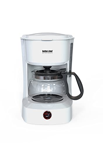 Better Chef Basic Coffee Maker | 4-Cup | Pause-N-Serve | Carafe Warmer | Reservoir Window (White)