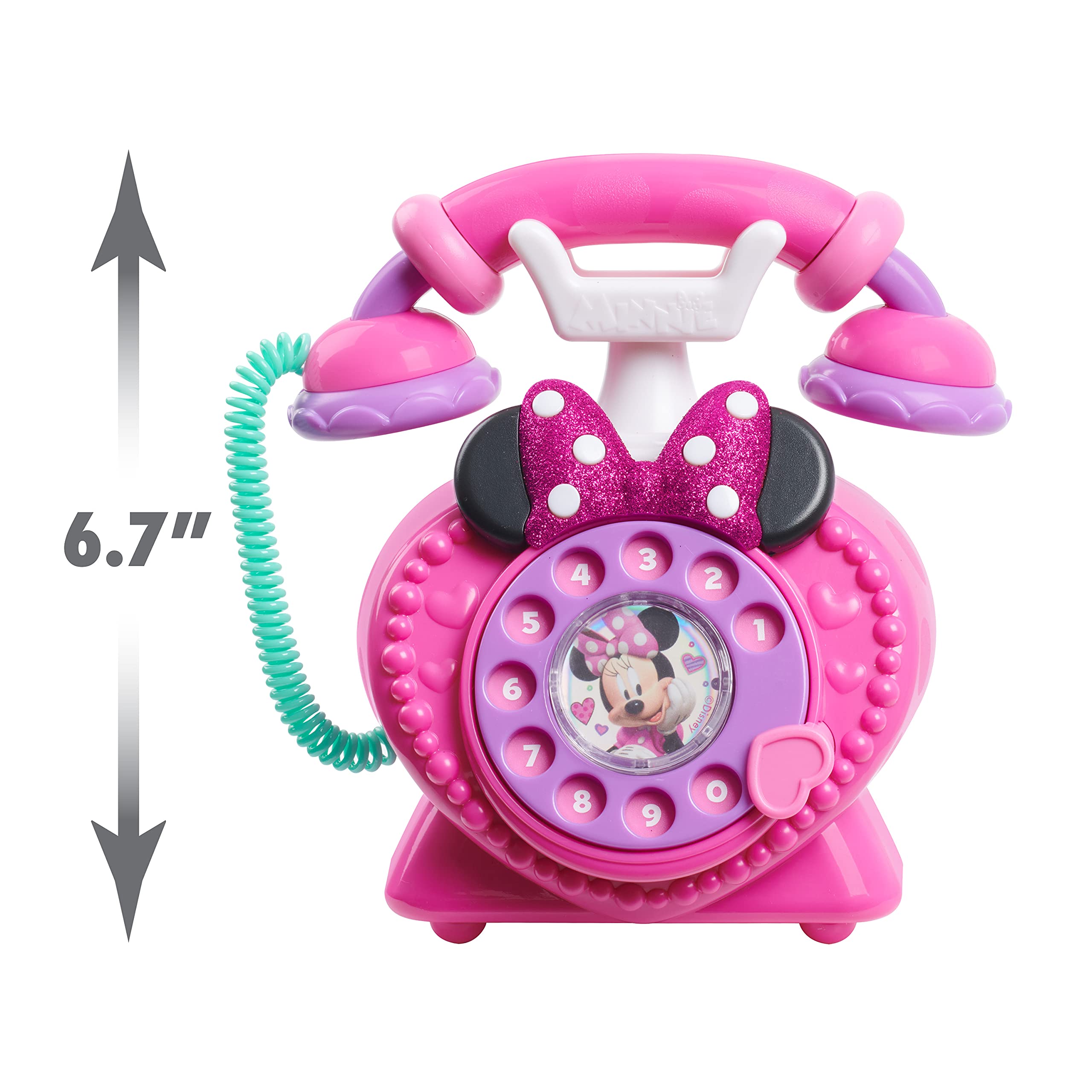 Disney Junior Minnie Mouse Ring Me Rotary Pretend Play Phone with Lights and Sounds, Kids Toys for Ages 3 Up by Just Play