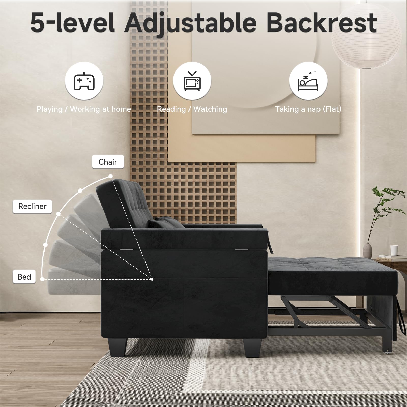 Buenhomino 86.6″ Modern Sofa Couch, Loveseat Linen Fabric Sofa, Comfy Couches Deep Seat Sofa with USB Charging Ports, Phone Cup Holder & Side Storage Pockets for Living Room Apartment, Beige
