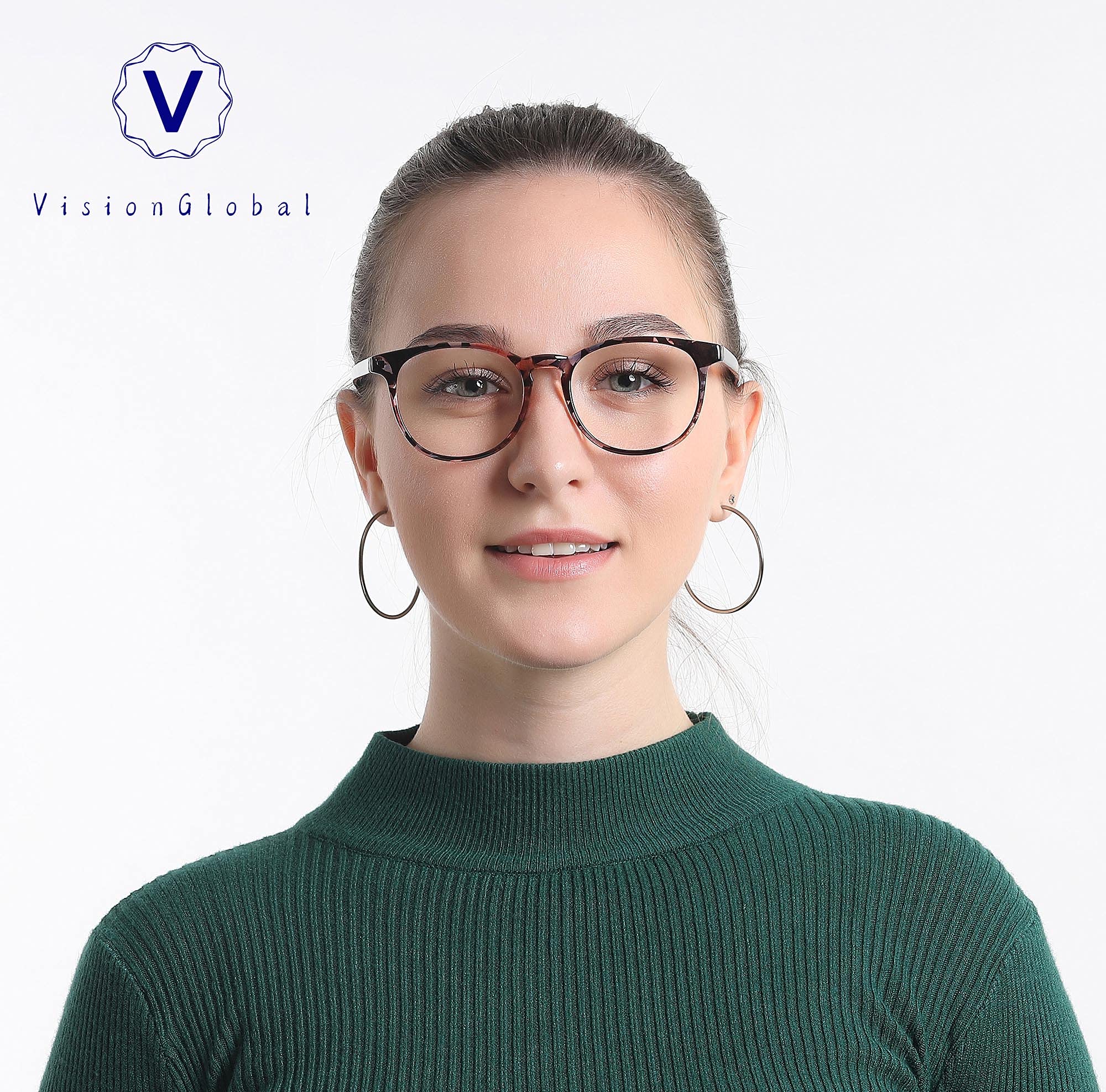 Blue Light Blocking Glasses for Women/Men, Computer Reading, Stylish Oval Frame (Pink Floral, No Magnification)