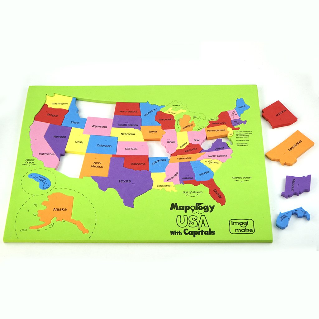 Imagimake Mapology USA Map with Capitals | Learning States and Capitals | US Geography Toys for Ages 5-7 | Jigsaw Puzzles for Kids Ages 8-10 Years | Educational Toys for Ages 8-13