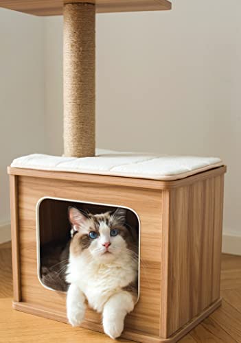 Catry Cat Tree - A Cat Play House Combo with Cat Hammock, Scratching Post, and Comfort Home Invariably Trap Kitten to Stay Around This 30β Easy Assembled Sturdy Cat Furniture, Beige