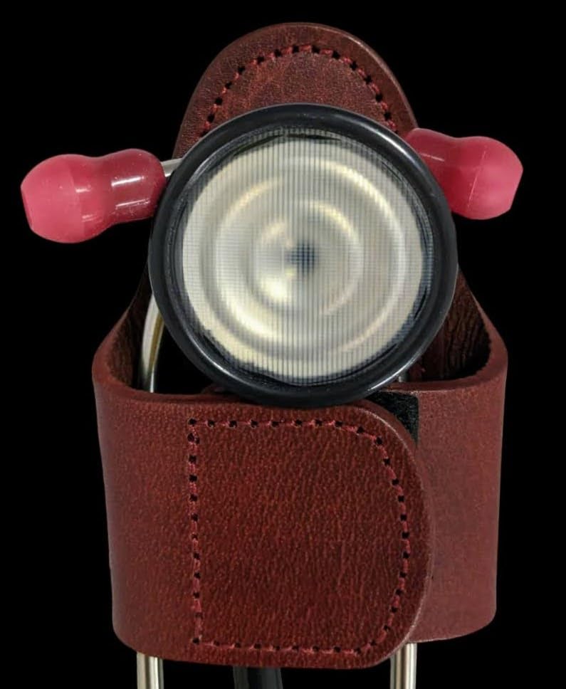 The HipClip – Handmade Leather Stethoscope Holder (Brown) Full Grain Leather