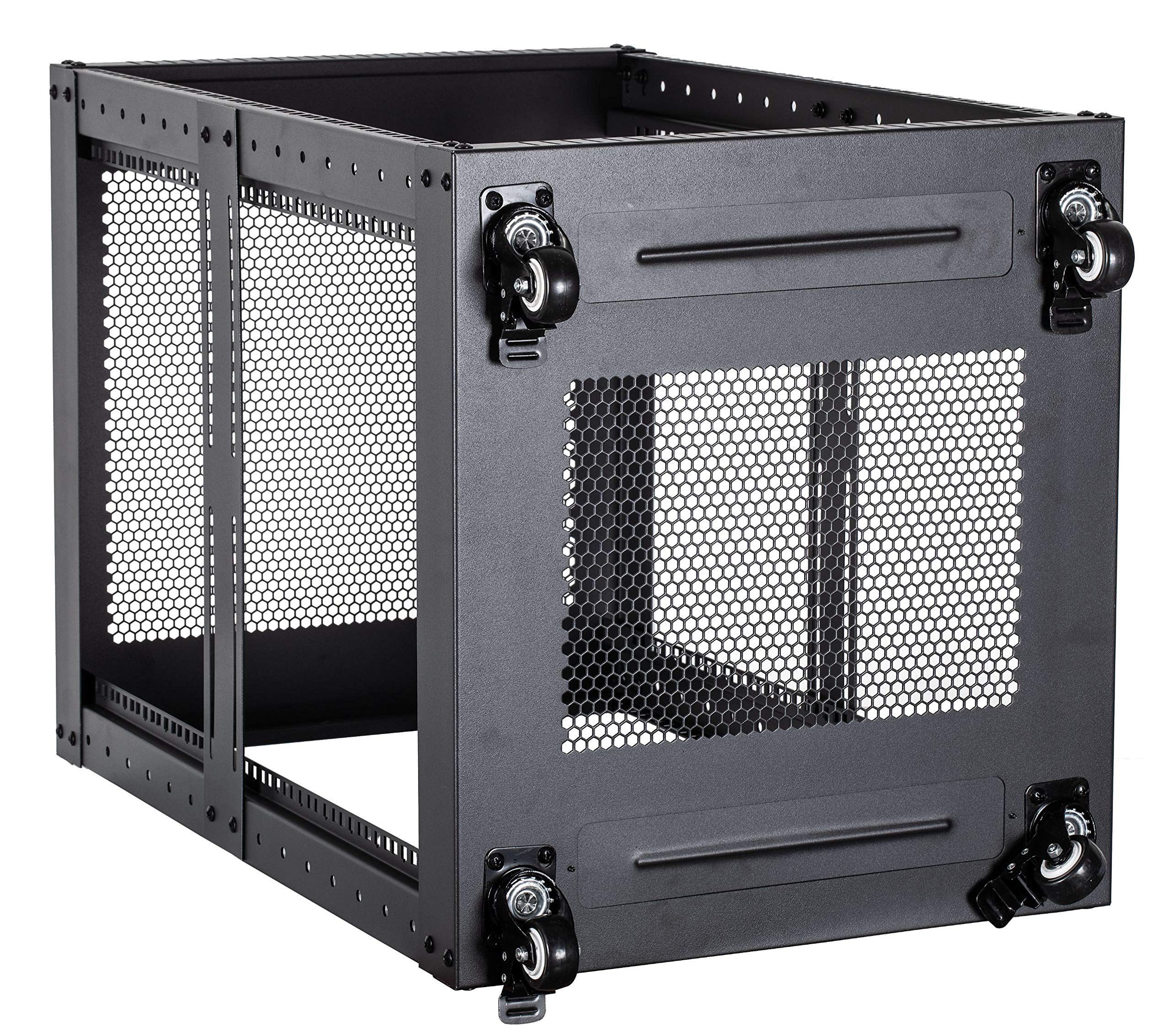 Kenuco 25U Standing Open Frame Rack with 4 Wheels and 4 Legs - Steel Network Equipment Rack 17.75 Inch Deep