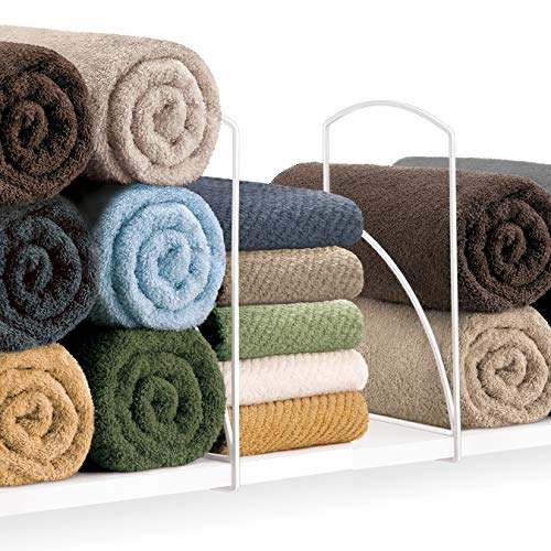 Lynk® Tall White Shelf Dividers - Linen Closet Organizers and Storage - Linen Storage - Closet Organization - Towel Organizer for Closet (Set of 2)
