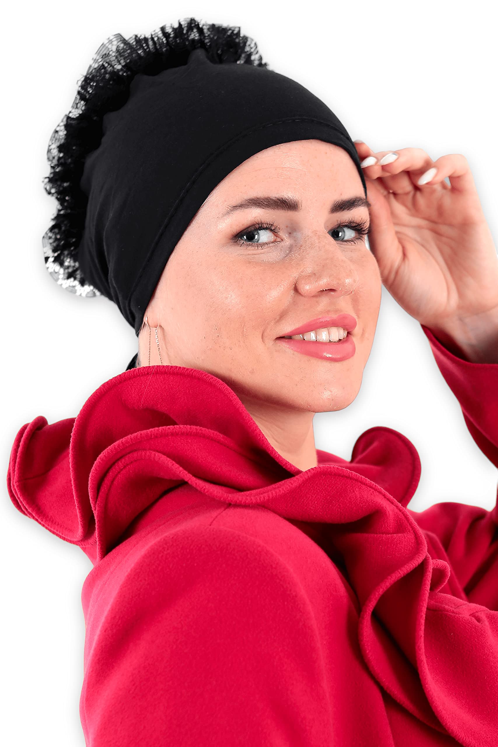 Avanos Hijab Undercap Volumizer, 100% Cotton Hijab for Women, Underscarf Hijab Cap, Instant Ready to Wear Head Wrap Muslim (Black)