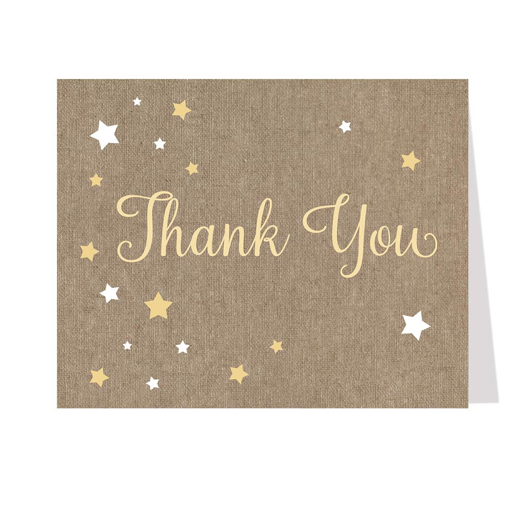 The Invite Lady Stars And Moon Thank You Notes Baby Shower Little Twinkle Cards With Envelopes (24 count)