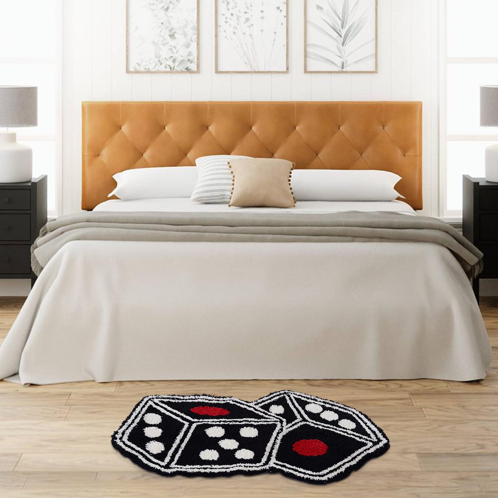 Dice Rug - Unique Dice Decor Tufted Rug Dice Bath Mat for Tub Cool Bedroom Aesthetic Bathroom Shower Absorbent Nonslip Home Decor - Y2K Rug for Alt Room Decor 31"X23" (Black)