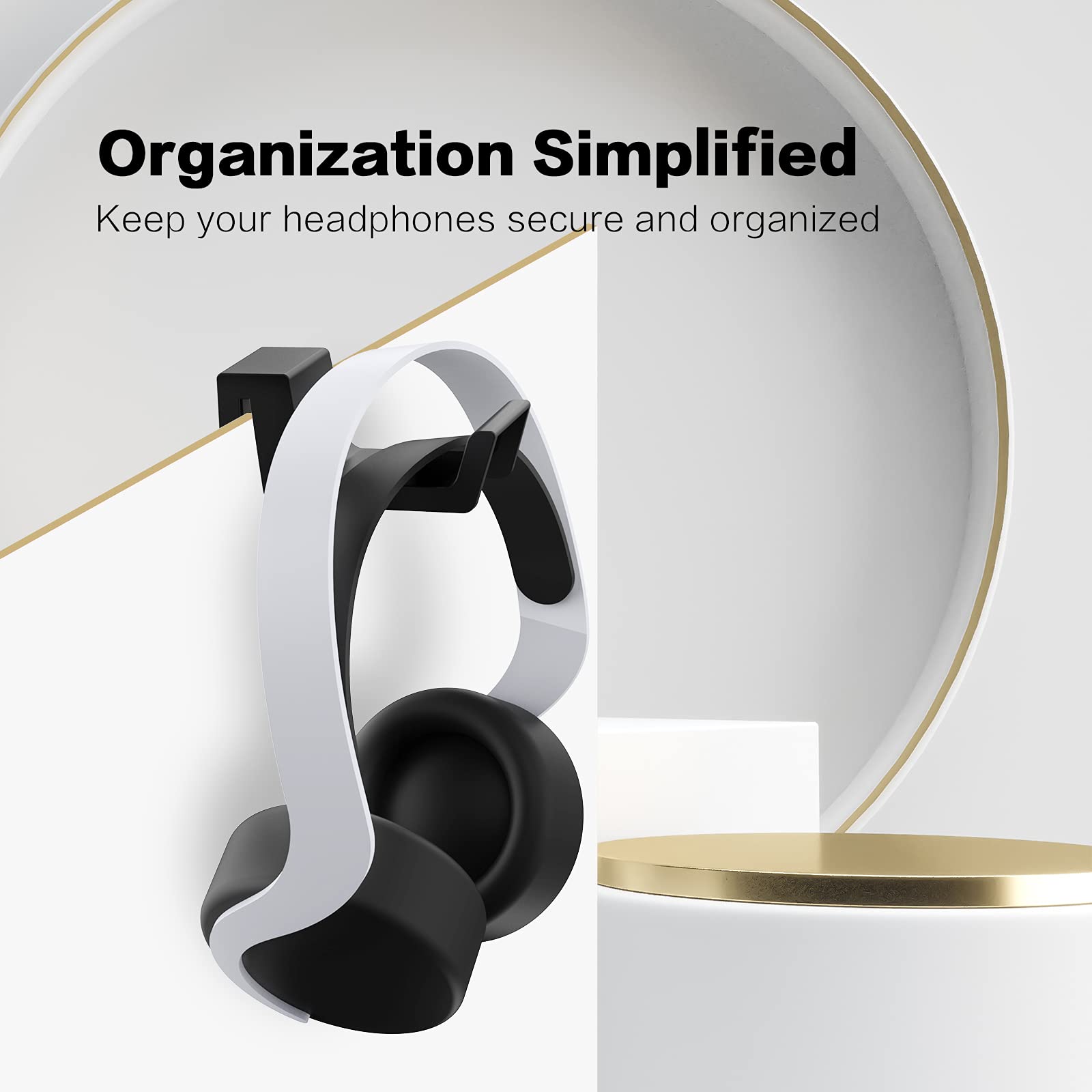 NexiGo PS5 Headphone Holder, [Minimalist Design] Mini Headphone Hanger with Supporting Bar, for Sony PlayStation 5 Gaming Headset, Black