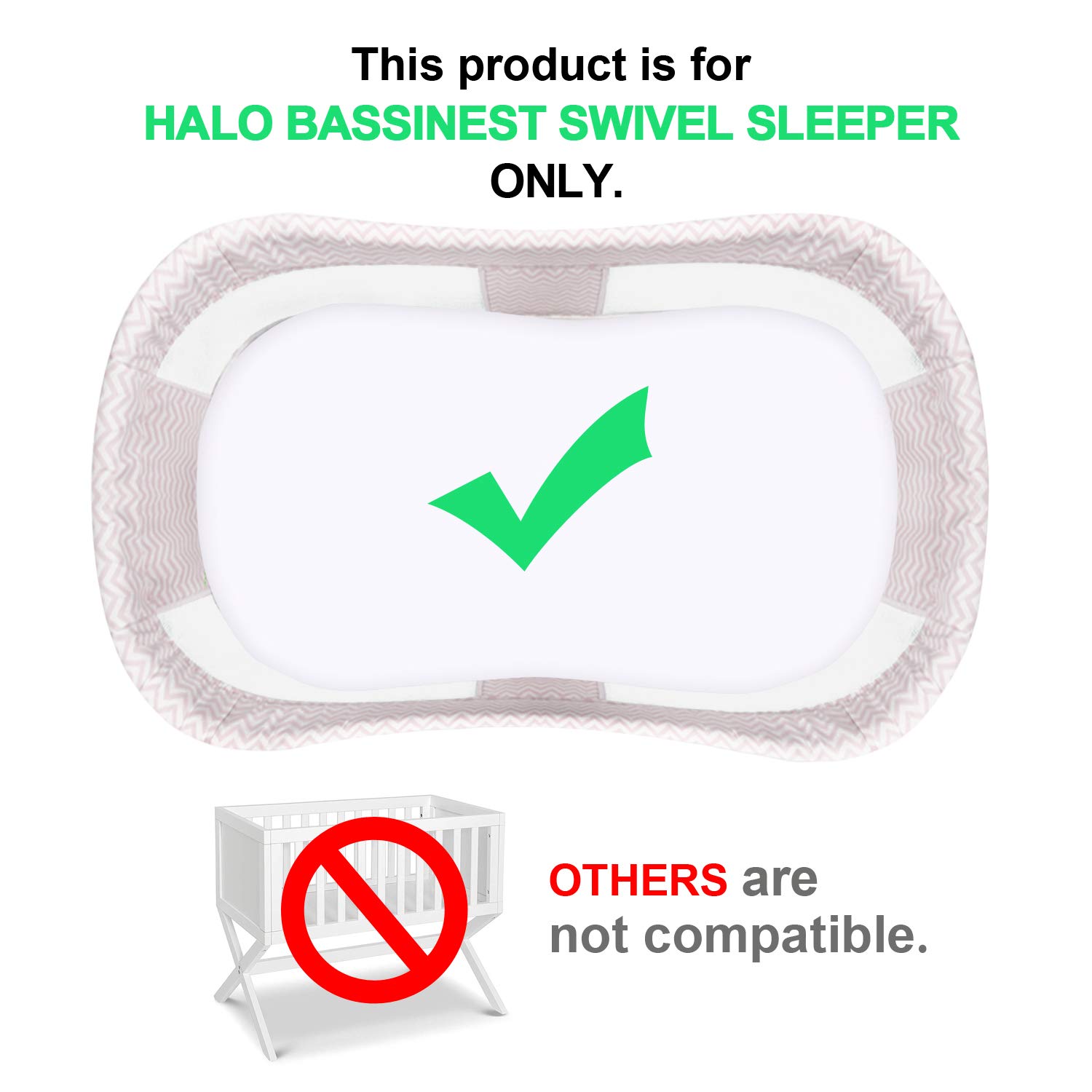 Bassinet Mattress Cover and Fitted Sheets, Compatible with Halo Bassinest Swivel, Flex, Glide, Premiere & Luxe Series Sleeper, Grey and White Print, 2 Pack