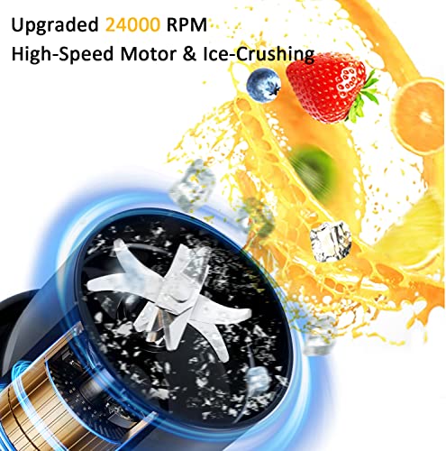 Portable Blender with Handle,32 Oz Portable Blender for Shakes and Smoothies,270 Watt Personal Blender with Rechargeable USB,10 Blades, Tritan BPA-free cup, Smoothie Blender for Home,Travel, Sports (Black)