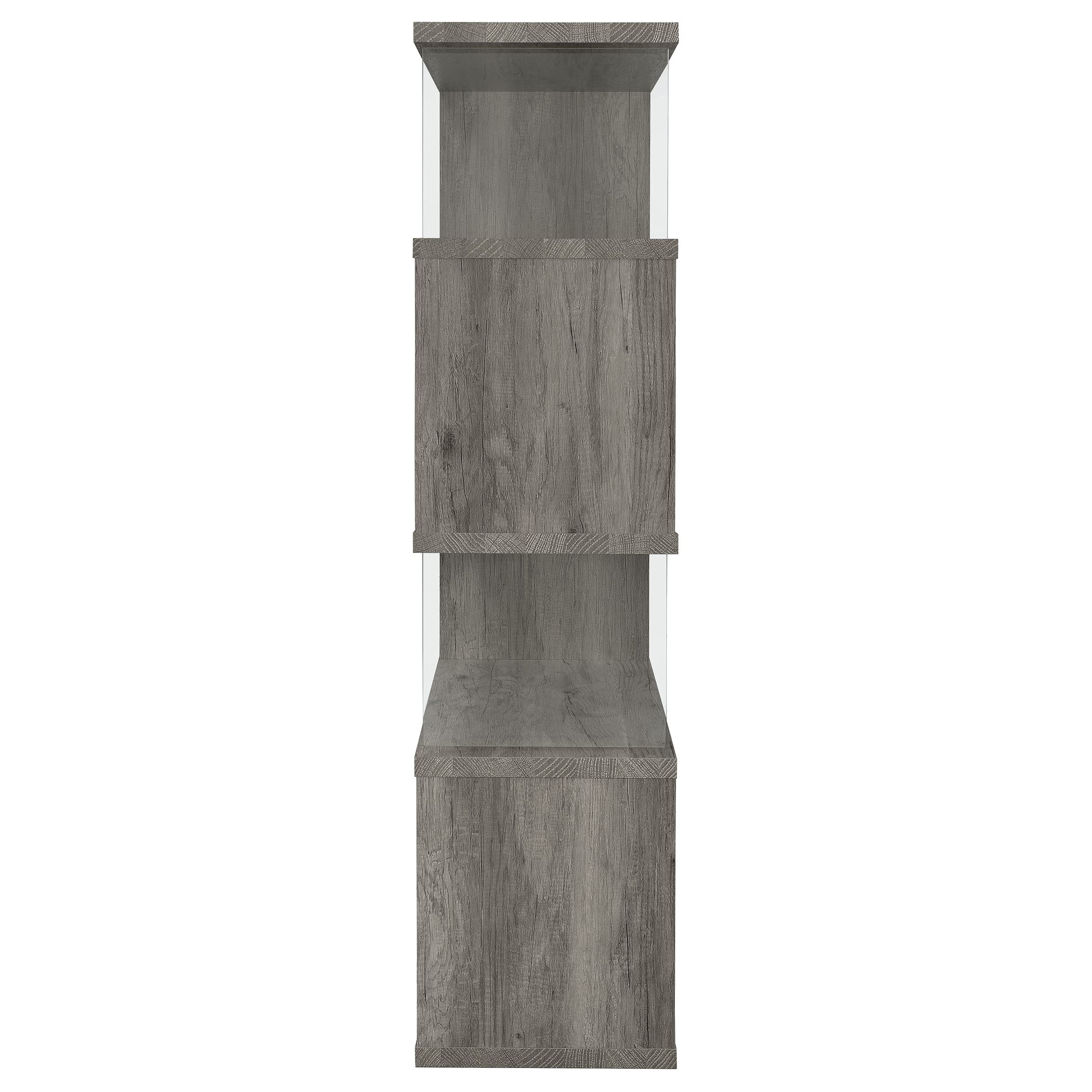 Coaster Home Furnishings Emelle 4-Shelf Bookcase with Glass Panels Grey Driftwood