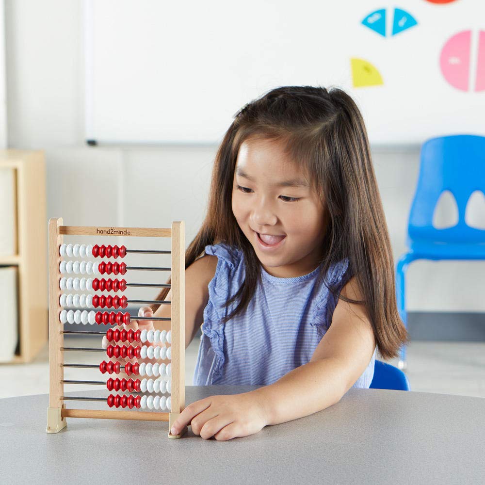 hand2mind Mini 100 Bead Wooden Rekenrek, Abacus for Kids Math, Math Manipulatives Kindergarten, Counting Rack for Kids, Counters for Kids Math, Educational Toys for Elementary Kids (Set of 1)