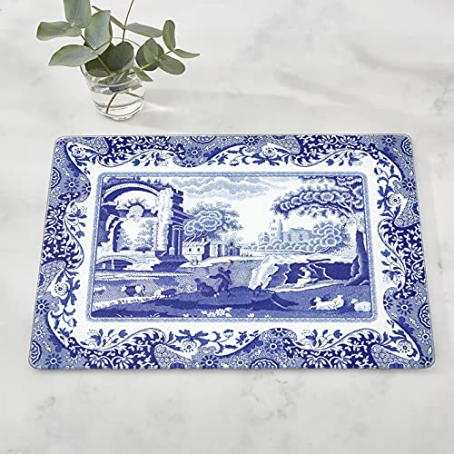 Portmeirion Home & Gifts Blue Italian Glass Worktop Saver, Blue & White, 30 x 40cm
