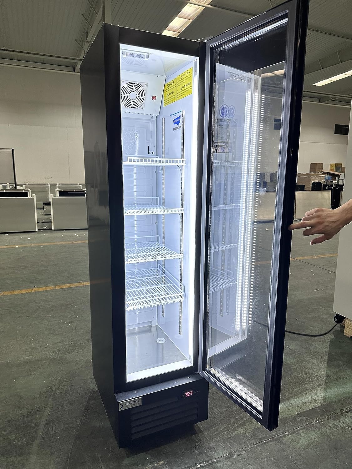 NAFCOOL Commercial Beverage Refrigerator Display Fridge,Slim Single Glass Door Merchandiser Drink Cooler with LED Light Adjustable Shelves,ETL and NSF Approval,6 Cu Ft,16.15" Wide