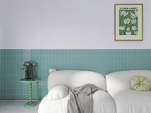 Avant Decor | Sample Tile | Stone Composite Subway Solid Color Tiles | Peel and Stick Kitchen Backsplash Tiles | Wall Tiles | 3” x 6” | Bex Metro Glossy Sage