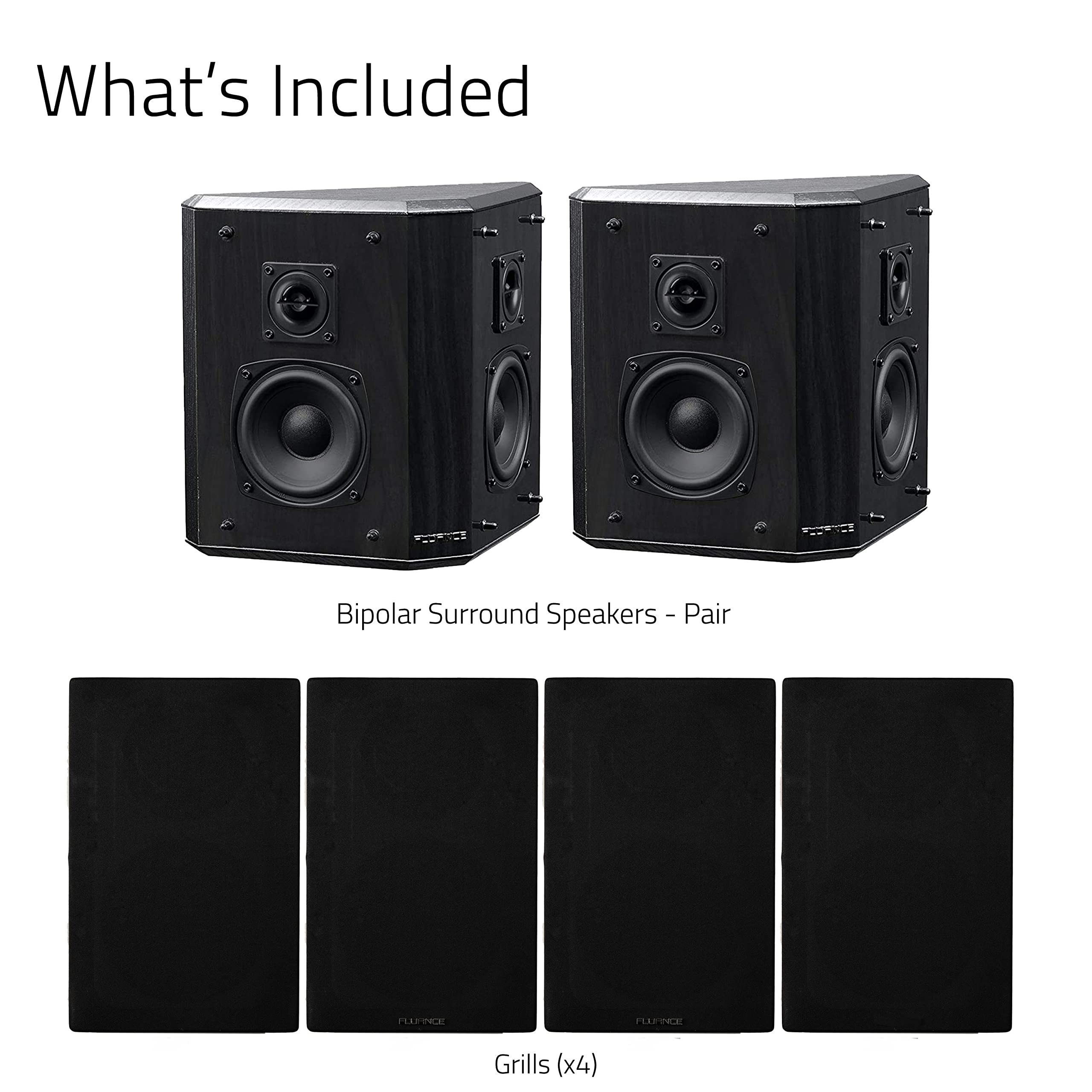 Fluance Elite High Definition 2-Way Bipolar Surround Speakers for Wide Dispersion Surround Sound in Home Theater Systems - Black Ash/Pair (SXBP2)