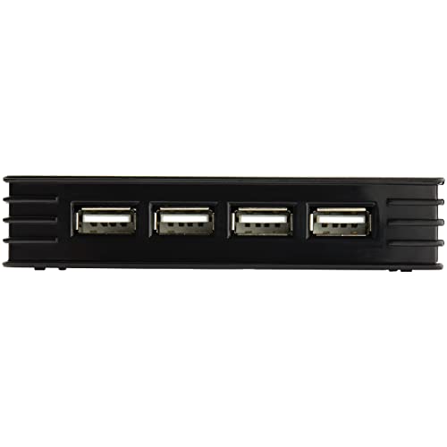 StarTech.com 4 Port Compact Black USB 2.0 Hub - Bus-powered or with Included Power Adapter - Portable Mac/PC laptop hub, TAA (ST4202USB)