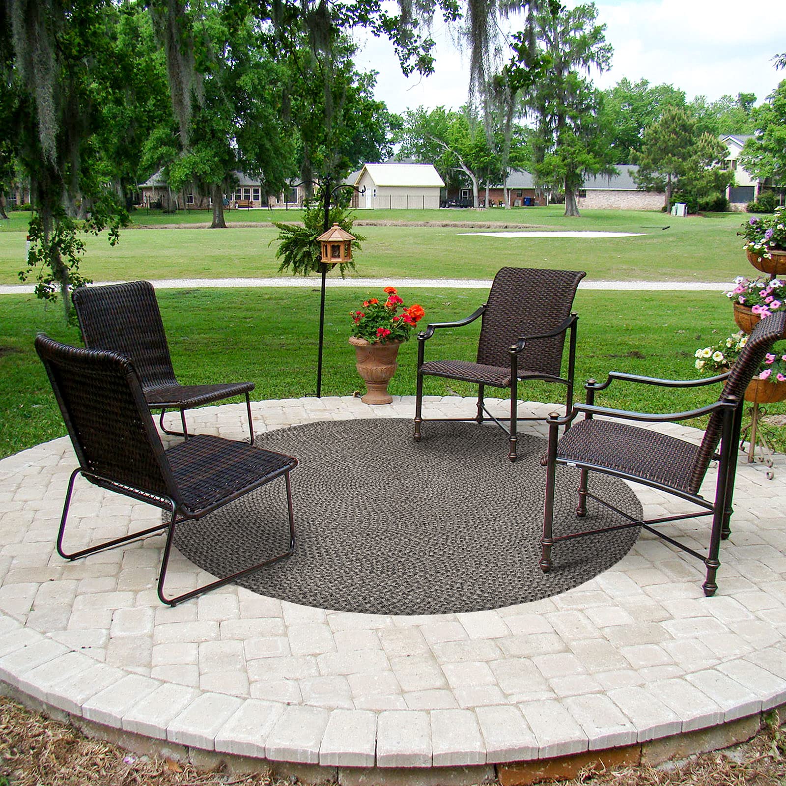 DECOMALL Azure Braided Round Indoor Outdoor Area Rugs, 6β Round Grey