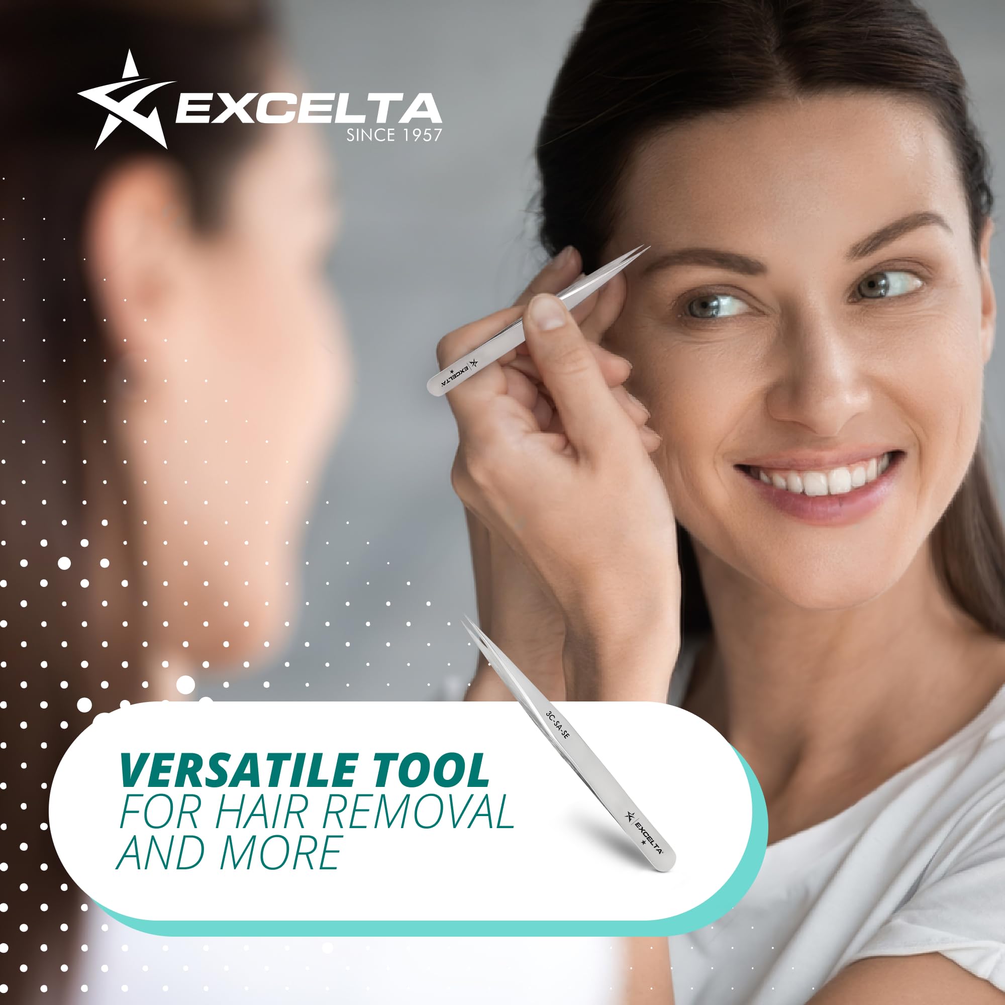 Excelta Pointed Tweezers, Ultra-Fine Precision for Hair Removal, Stainless Steel Tweezers for Ingrown Hairs and Splinters, Anti-Magnetic, Non-Rusting, Durable, Ideal for Eyebrow Shaping and Grooming