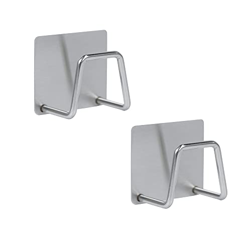 HMGF WOOD 2 Pcs Sponge Holder for Kitchen Sink,SUS304 Stainless Steel Strong Adhesive Small Sponge Holders