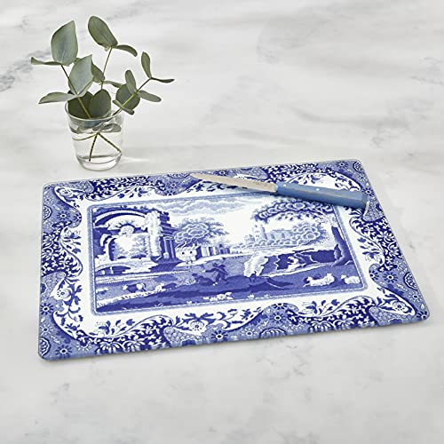 Portmeirion Home & Gifts Blue Italian Glass Worktop Saver, Blue & White, 30 x 40cm