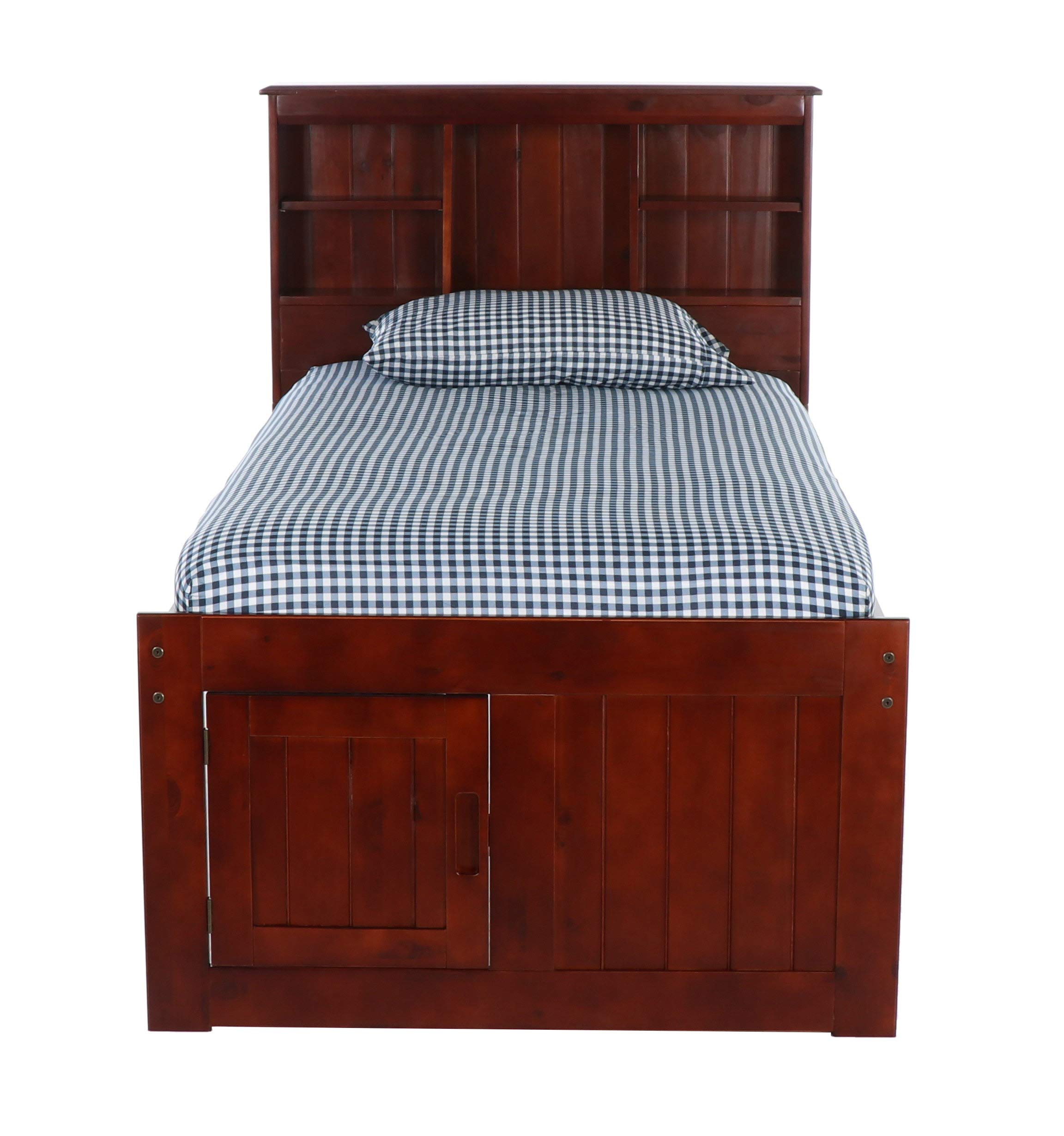 Discovery World Furniture Captain Bed with 6 Drawers (Twin, Merlot)