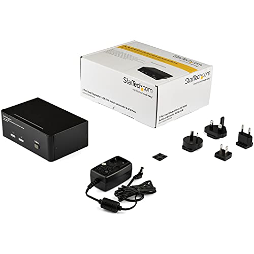 StarTech.com Dual Monitor DisplayPort KVM Switch - 2 Port - USB 2.0 Hub - Audio and Microphone - DP KVM Switch , TAA (SV231DPDDUA)