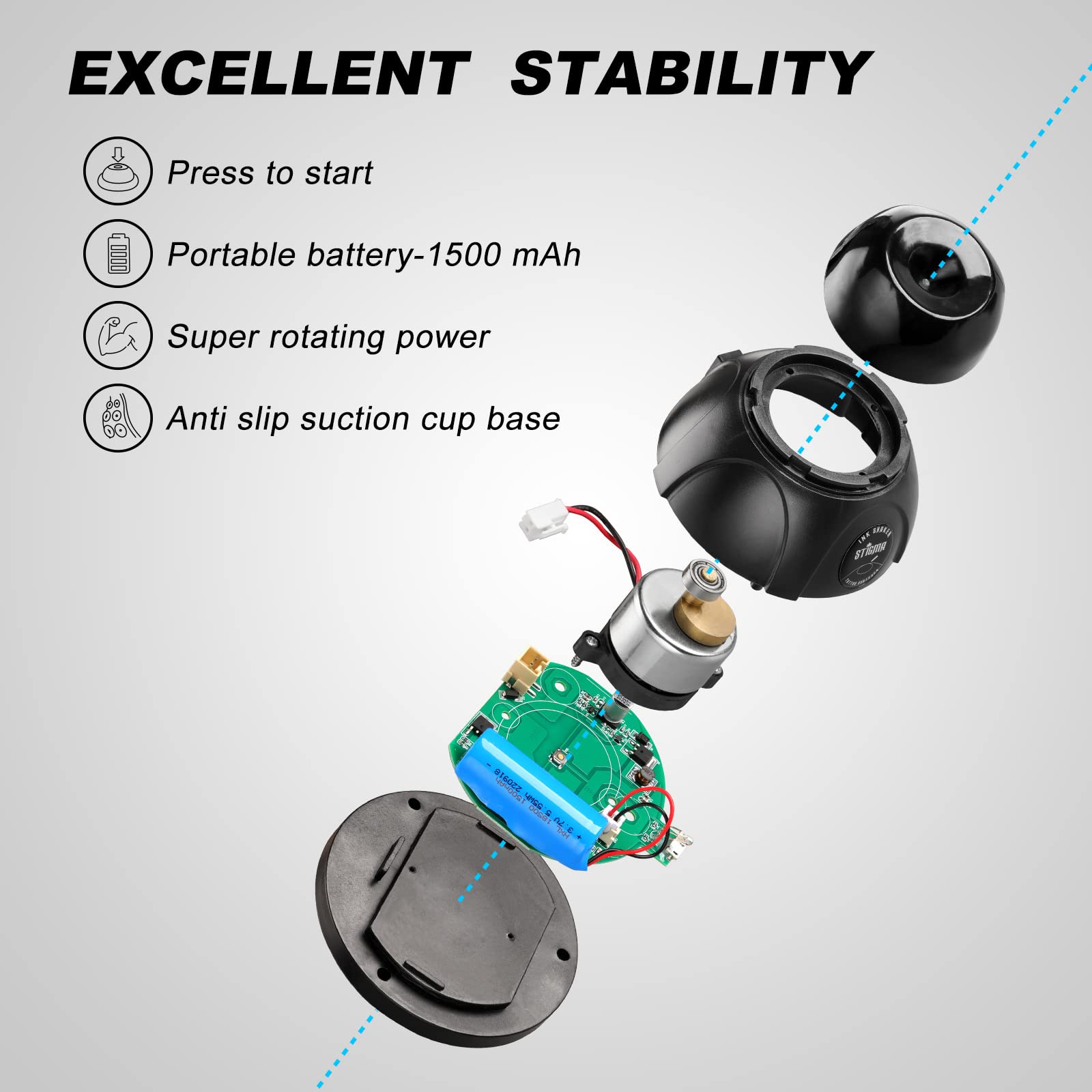 STIGMA Wireless Mini Vortex Mixer with Touch Function 5200 rpm for Lab Mixing, Lab Paint Shaker, Tattoo Ink, Nail Polish, Eyelash Sharker, Lacquer Shaker Liquid Bottle Pigment Shaker Ink Mixer JBQ-005