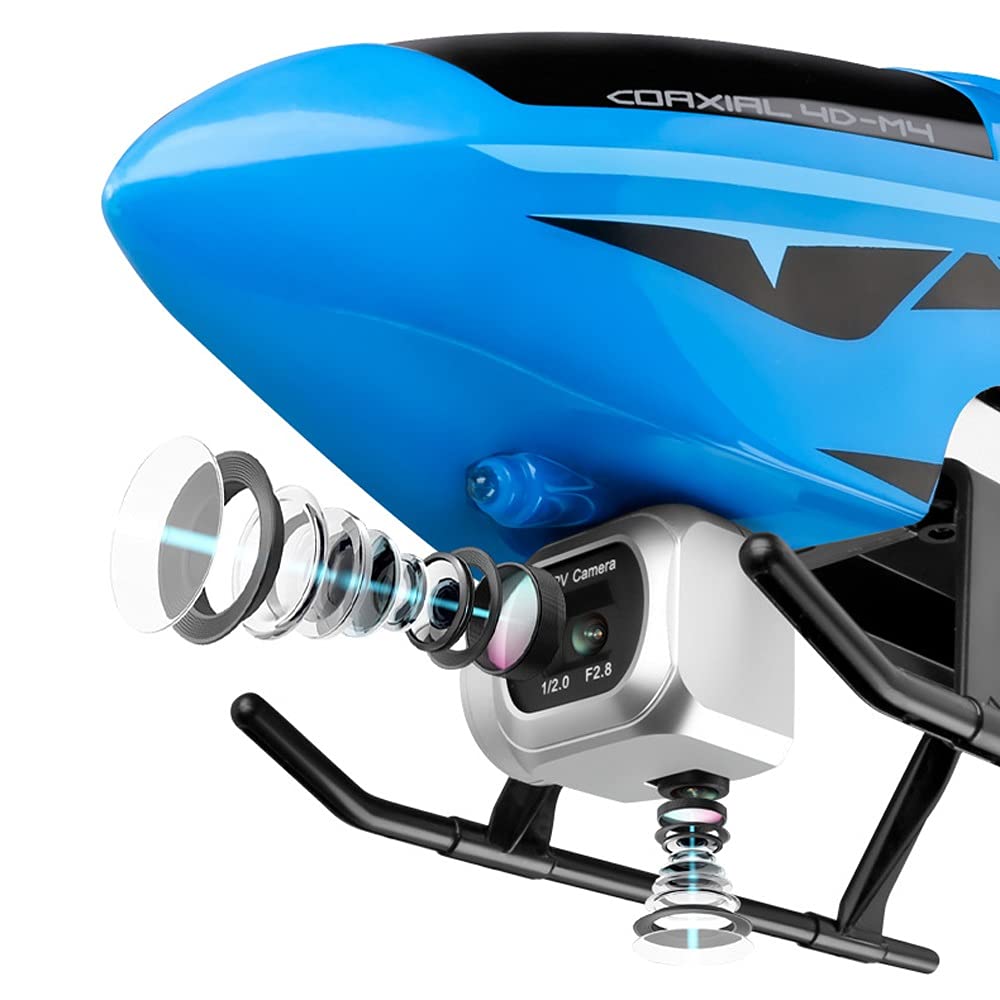 Nsddm 72cm Large Remote Control Helicopter with Camera Alloy Fall Resistant RC Airplane 2.4Ghz Electric Rc Aircraft for Beginners Kids Adults Toy Gifts RTF (Color : Blue)