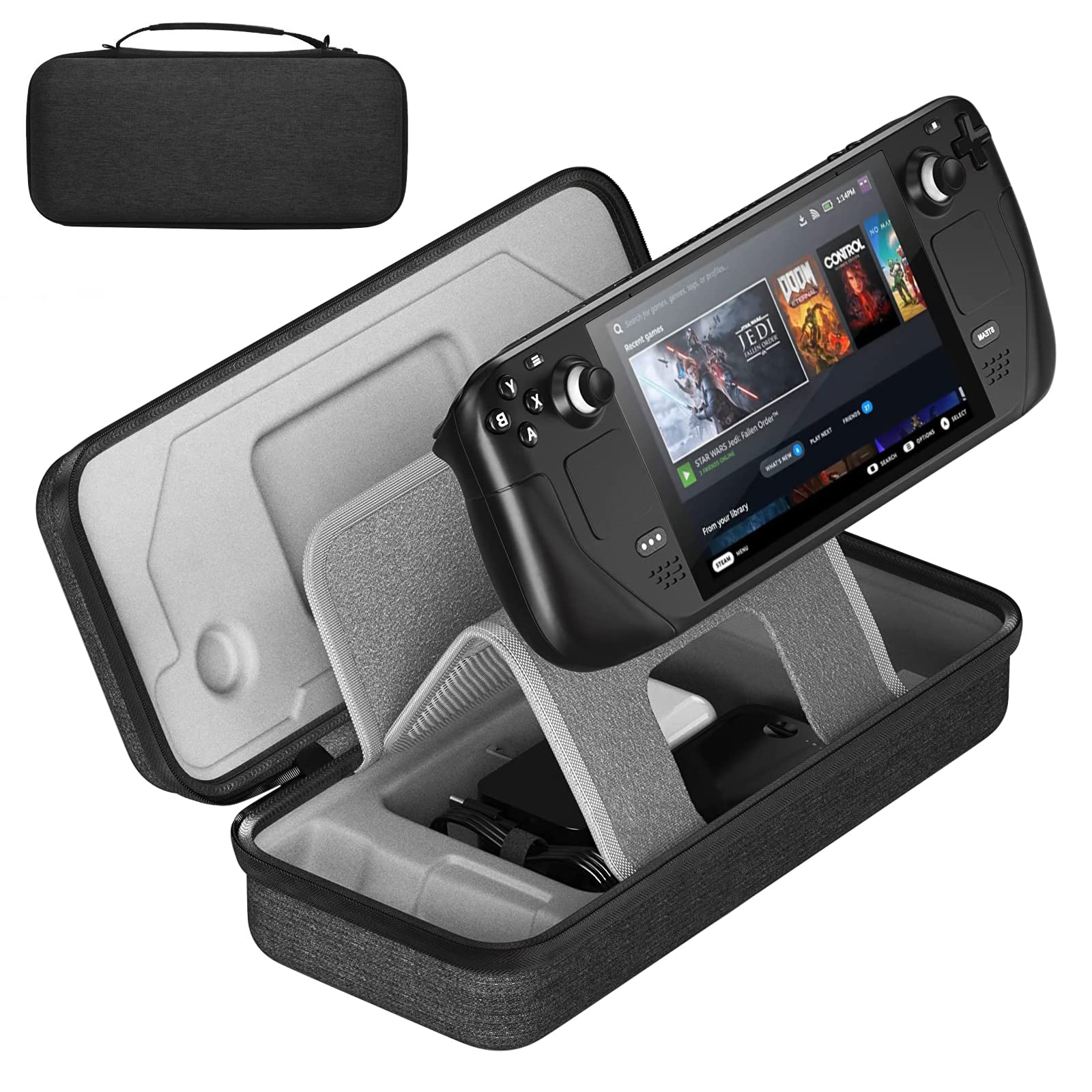 Carrying Case for Steam Deck Console: Portable Storage Bag Built-In Stand Shockproof Protective Hard Shell Carry Bag Travel Pouch for Adapter Charger Storage
