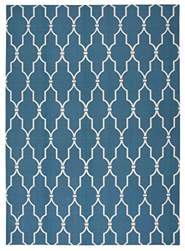 Nourison Home & Garden Indoor/Outdoor Navy 5'3" x 7'5" Area-Rug, Easy-Cleaning, Non Shedding, Bed Room, Living Room, Dining Room, Kitchen (5x7)