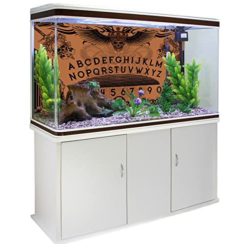 Aquarium Background Halloween Theme 16.4x24.4 inch Fish Tank Background PVC Fish Backdrop Wallpaper for Background Aquarium Witch's Ouija Board Vintage Texture