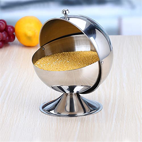 Peohud 2 Pack Stainless Steel Sugar Bowl with Roll Top, Sugar Cube Holder, Candy Jar Cookies Mints Holder Bowl for Home Kitchen, Office, Parties
