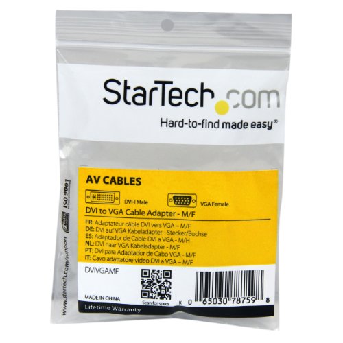 StarTech.com DVI to VGA Cable Adapter - DVI (M) to VGA (F) - 1 Pack - Male DVI to Female VGA (DVIVGAMF), Beige