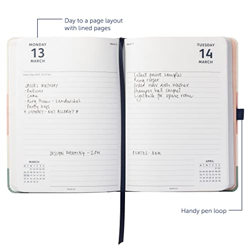 Busy B Mid Year Day a Page Diary August 2022 - August 2023. Spot A5 Daily Planner with Pen Holder, Elastic Closure and Year Planner