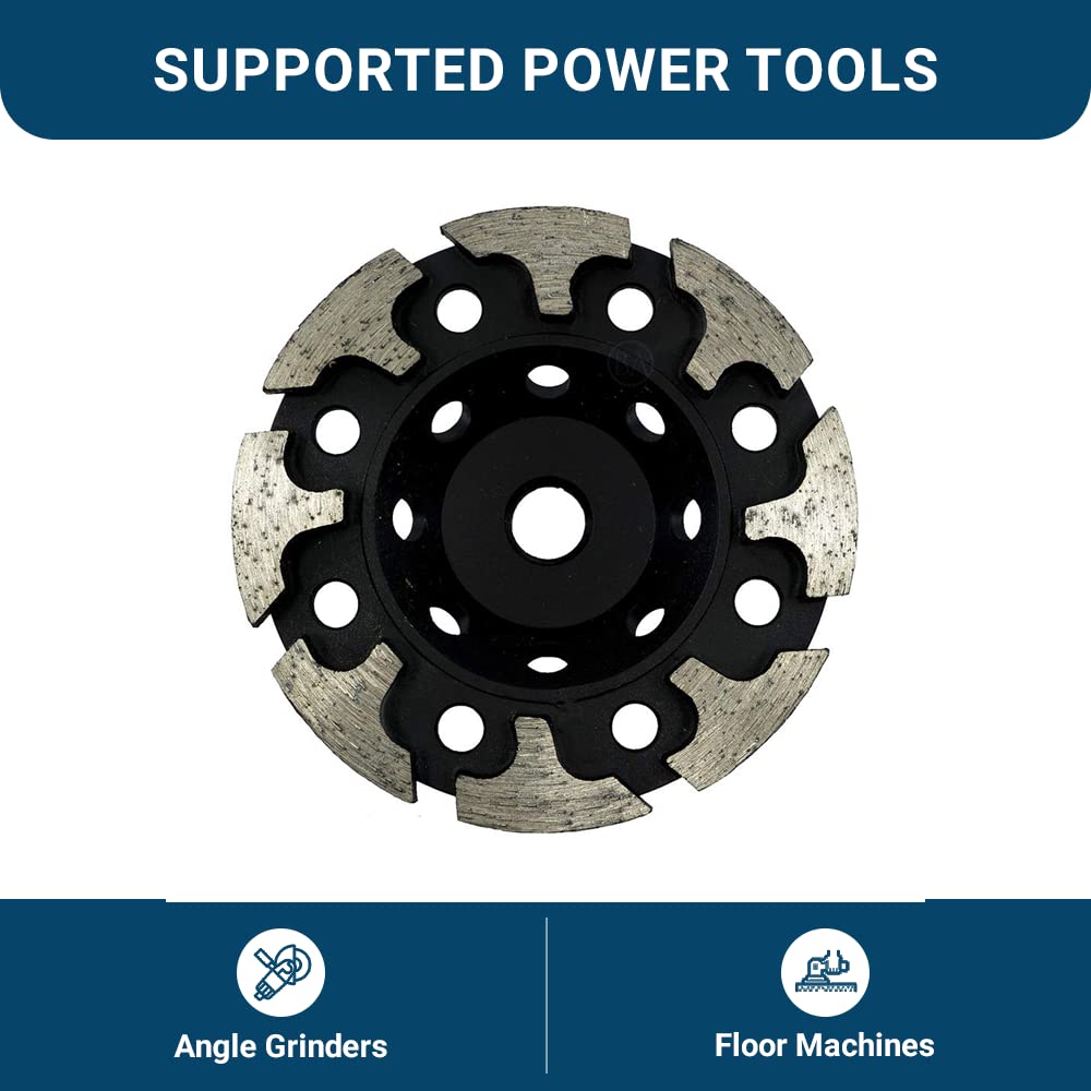 Benchmark Abrasives 4โ Threaded T-Type Diamond Grinding Cup Wheel for Angle Grinder with 5/8"-11 Arbor Hole Use on Concrete, Granite, Marble, Masonry, Natural Stone (4โ)