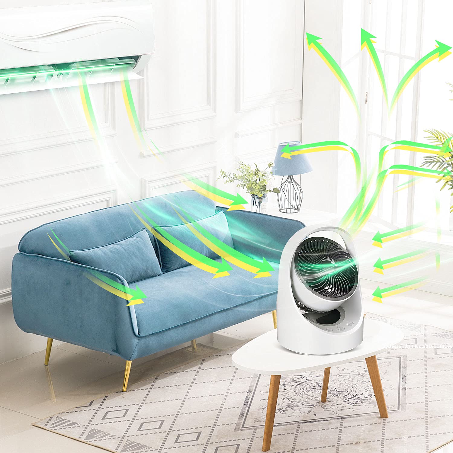 NewGod Rechargeable Air Circulator Fan Small Oscillating Desk Fan with LED Light 4 Wind Speeds USB Powered Cordless Quiet Table Fans for Bedroom Office Home(4400mAh) White1