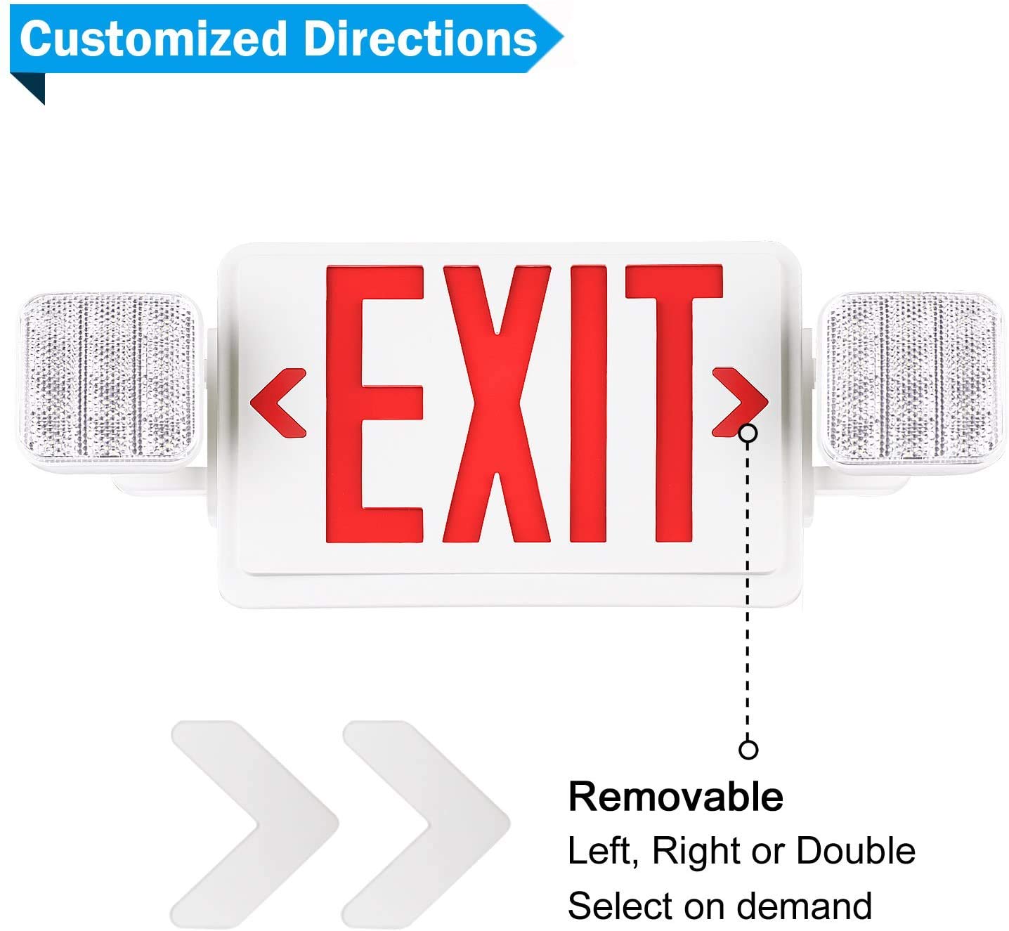 EXITLUX 1 Pack Red Led Emergency Exit Lights with Battery Backup-UL Certified 2 LED Adjustable Head -120/277VAC-Emergency Exit Sign/Exit Emergency Light Combo/Exit Signs for Business/Room.