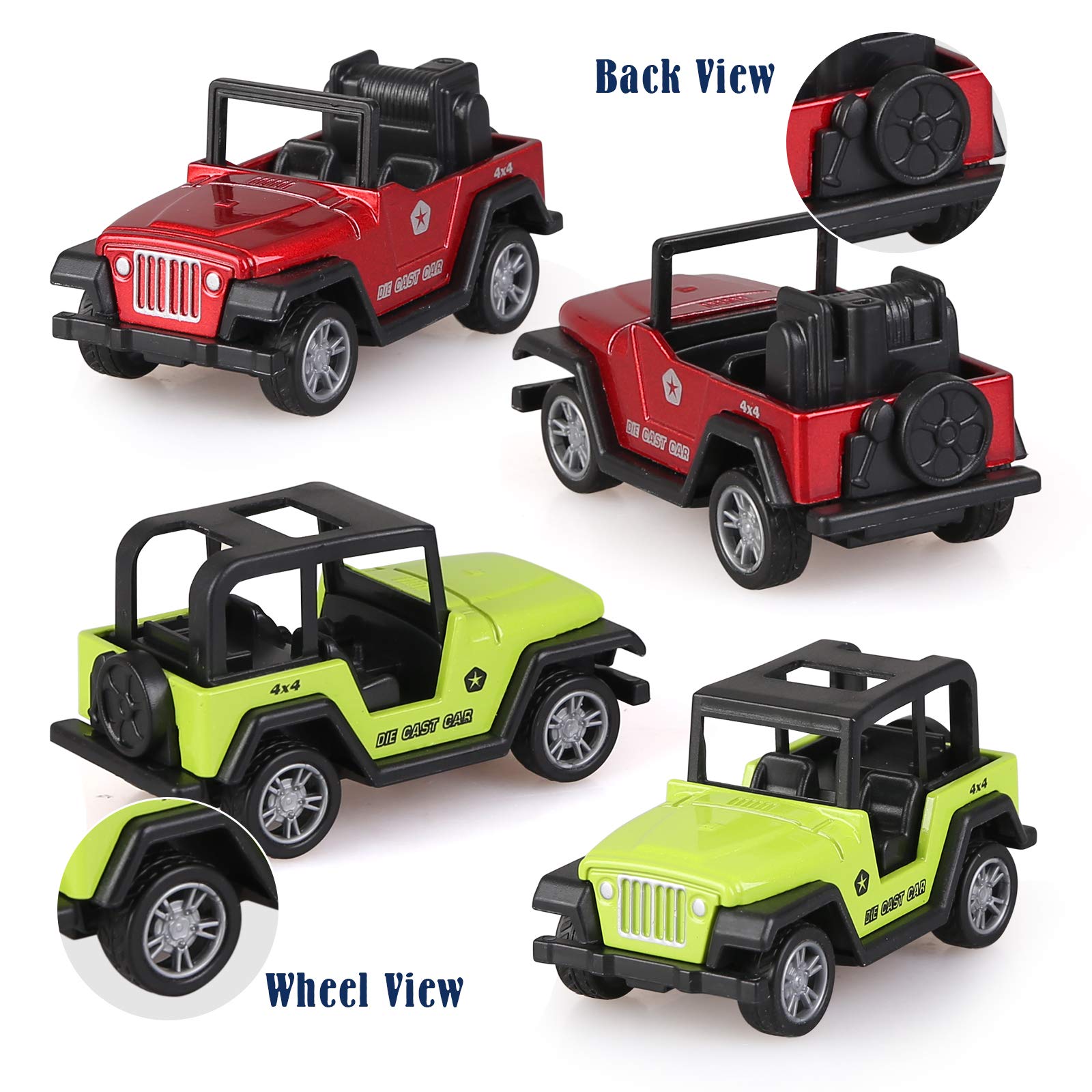 kramow Cars Toys Pull Back Vehicles, Model Vehicles Toy for Baby Toddler Boys Girls, 4 Pieces Pack