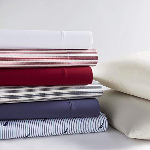 Nautica - Twin Sheets, Cotton Percale Bedding Set, Dorm Room Essentials (Solid White, Twin)