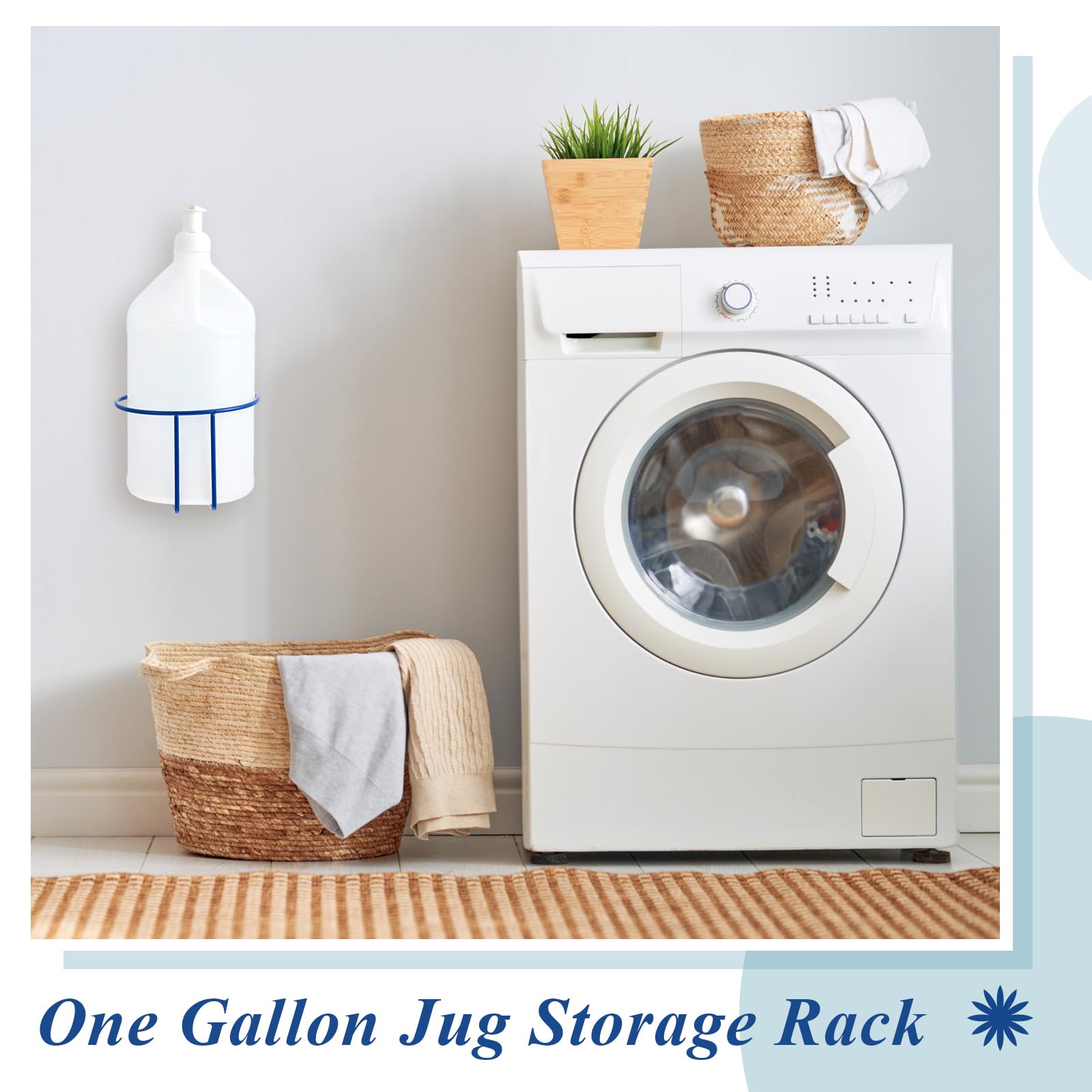 Hicarer 2 Pcs One Gallon Jug Storage Rack Wall Mounted Heavy Duty Steel Wall Rack for 1 Gallon Bottle Round Water Jug Rack Jug Holder with Hardware Hand Sanitizer 6-3/4" W x 5" H x 6-1/2" D (Blue)